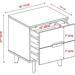Walker Edison Furniture AZR2DSLNSWH Solid Wood 2-Drawer Groove Handle End Side Table Nightstand with Storage, 24" H, White