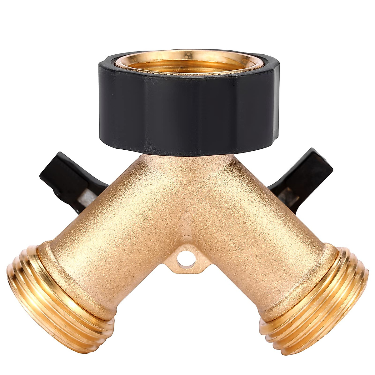 Sanpaint Garden Hose Splitter 2 Way Heavy Duty, Y Connector Brass Garden Hose Adapter, Hose Bib Splitter with 2 Extra Rubber Washers