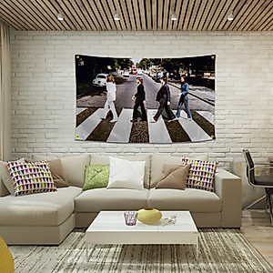 Musical Artist Flag Beatles Album Cover Funny Poster Durable Man Cave Wall Flag with Brass Grommets 3x5 Feet Flag for College Dorm Room Decor,Outdoor,Bedroom, Parties gifts, travel,events,festivals..