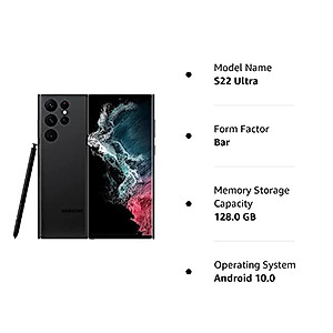 SAMSUNG Galaxy S22 Ultra Smartphone, Android Cell Phone, 128GB, 8K Camera & Video, Brightest Display, S Pen, Long Battery Life, Fast 4nm Processor - T-Mobile (Renewed) (Phantom Black)