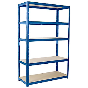 Garage Shelving Units: 71 x 35 x 18 inches | Heavy Duty Racking Shelves for Storage - 1 Bay, Blue 5 Tier (37 lbs Per Shelf), 2000 lbs Capacity | for Workshop, Shed, Office | 5 Year Warranty