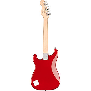 Fender Squier 3/4 Size Kids Mini Stratocaster Electric Guitar Learn-to-Play Bundle with Amp, Cable, Tuner, Strap, Picks, Fender Play Online Lessons, and Austin Bazaar Instructional DVD - Dakota Red