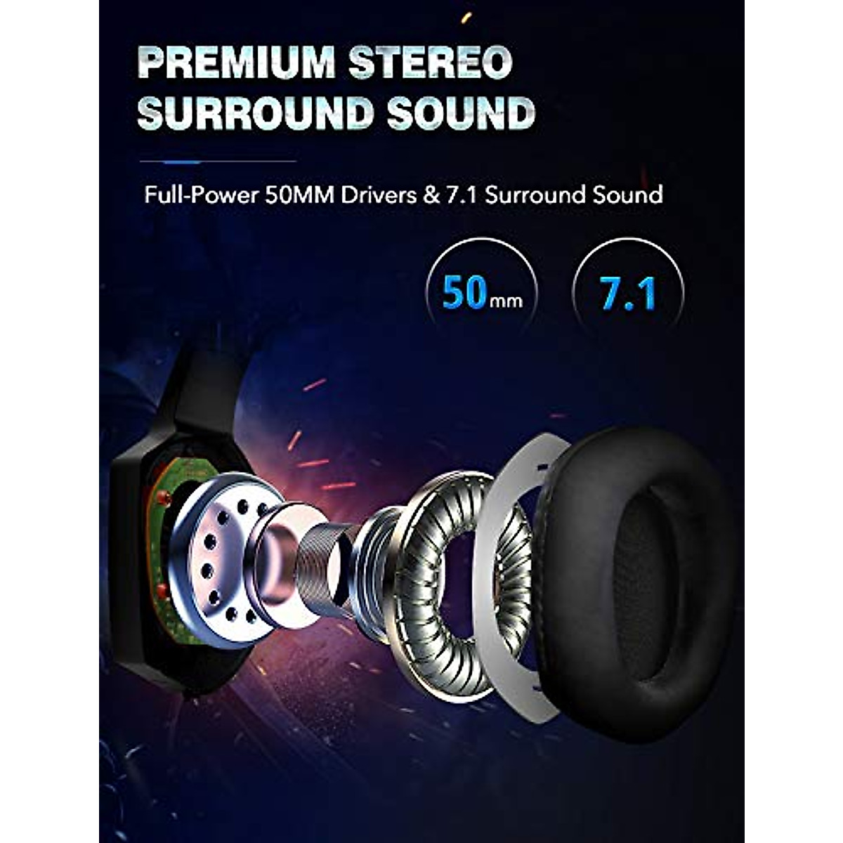 GIZORI Gaming Headset, Xbox Headset, Gaming Headphones with Microphone Surround Sound, Noise Canceling with Mic & LED Light, Compatible with PC PS5, PS4, PS2, Xbox Series, Sega Dreamcast, Laptop, Blue