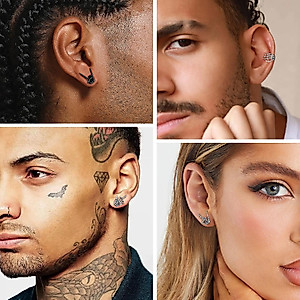 Suplight 925 Sterling Silver Rock Hand Earrings Vintage Punk Rock Earrings for Men Women