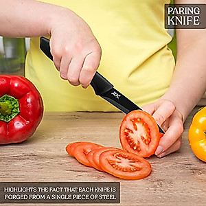 Lux Decor Collection Knife Set - 7 Piece Knives Set For Kitchen | Ultra Sharp Serrated Knife | Black Steak Knives Set | Rust Proof and Scratch Resistant Sharp Knives| Kitchen Knife Set