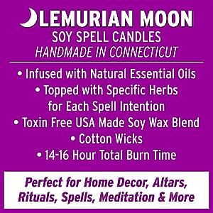 Prosperity Green Spell Candle | Cinnamon Infused, Topped with Money Herbs | Lemurian Moon Soy Candle for Spells & Rituals