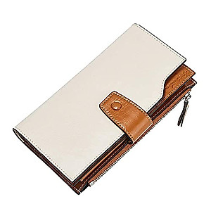 BOSTANTEN Women Leather Handbags Designer Purses Two Tone Satchel Top Handle Bags Bundle with Womens Wallet Leather Wallets Large Capacity Cash Cluth Zipper Purses