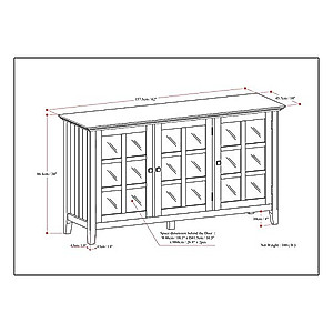 Solid Wood Storage Cabinet with Tempered Glass Doors, Multi Functional Sideboard with Adjustable Shelf for Living Room, Bedroom and Kitchen, Entryway Shoe Organizer in Distressed Grey