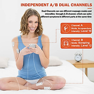 DOMAS TENS Unit Muscle Stimulator,Electric Shock Therapy for Muscles Dual Channel Electronic Pulse Massager with 24 Modes Physical Therapy Equipment for Pain Relief