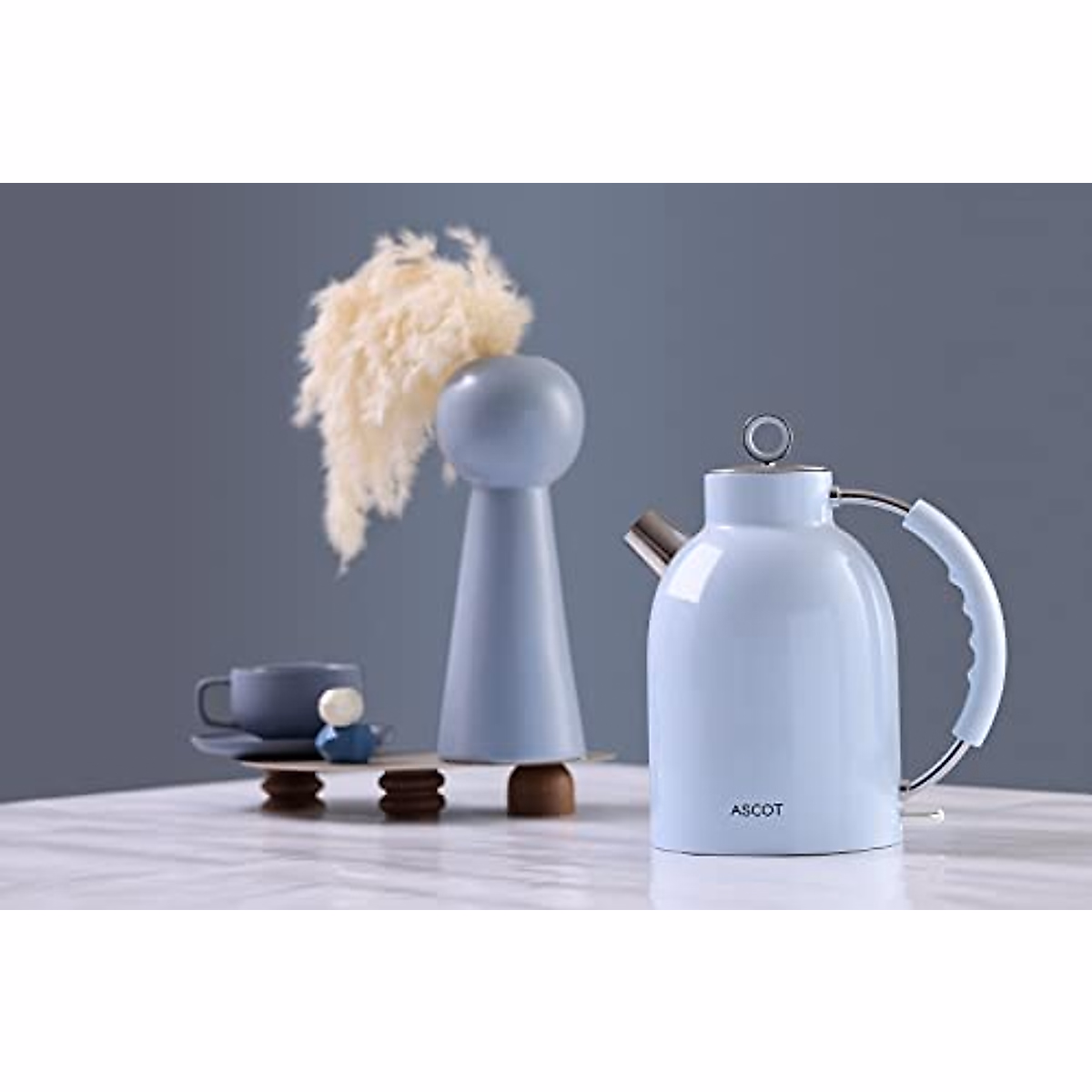 Electric Kettle, ASCOT Electric Tea Kettle, Stainless Steel Kettle Water Boiler, Fast Boiling Kettle, 1.5L, 1500W, BPA-Free, Cordless, Automatic Shutoff, Boil-Dry Protection, Blue