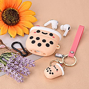 Cute AirPod Pro 2 Case with Boba Keychain Girly Pink Milk Tea Design Compatible with AirPods Pro 2nd Generation 2022 Case for Women and Girls