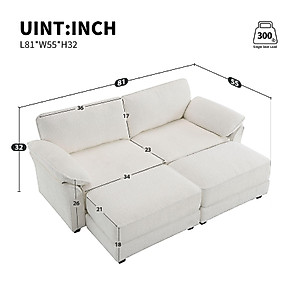 Merax 81" Modular Sectional Couches for Living Room, L Shape Pull Out Convertible Sleeper Sofa Bed with Ottoman in Apartment, Office, Dorm, White