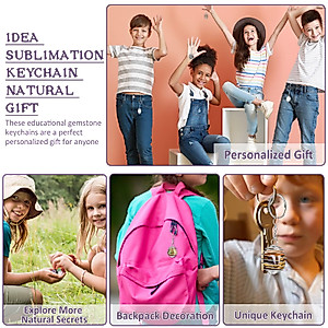 Gemstones Party Favors for Kids Prize Box Birthday Party Supplies,Classroom Rewards Goodie Bag Fillers,15 Pack Natural Stone&Crystal with Keychains for Kids Backpack,Educational Geographic Gift