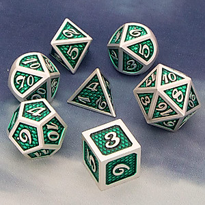 Metal DND Dice Set with Gift Box, RUNFNG 7 Pcs Polyhedral Dice Set for Dungeons and Dragons Dice, Blue Role Playing Dice, D and D D+D RPG Dice Set, D&D Dice Set D20 D12 D10 D8 D6 D4