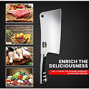 Utopia Kitchen 7 Inch Cleaver Knife Chopper Butcher Knife Stainless Steel for Home Kitchen and Restaurant (Black)