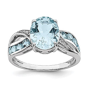 IceCarats 925 Sterling Silver Diamond Sky Blue Topaz Ring Gemstone Band Size 10