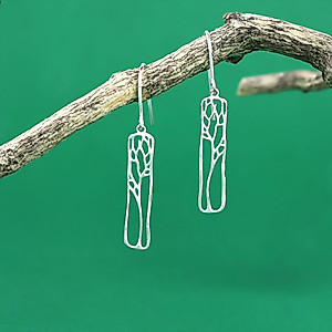 Boma Jewelry Sterling Silver Rectangle Tree Silhouette Dangle Earrings