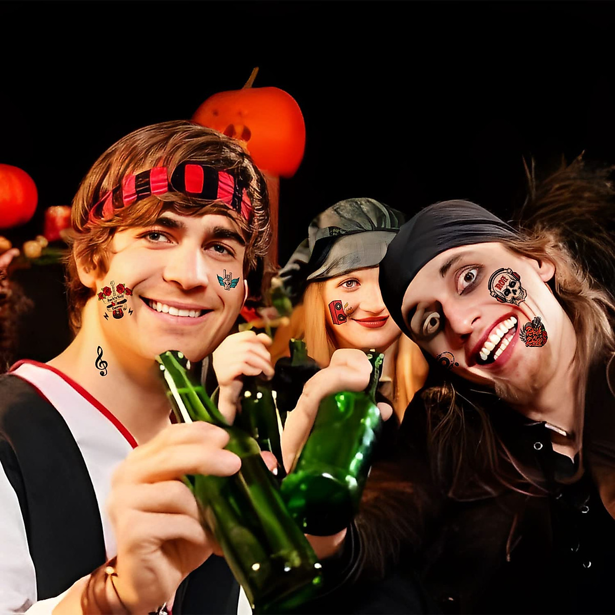 20 Sheets Rock and Roll Temporary Tattoos Party Favors for Rock Star, Born to Rock, 50s/80s Rock Theme Party Decorations Supplies Gifts