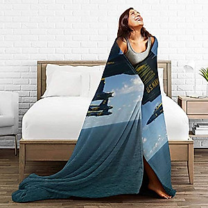 Minalo Personalized Custom Throw Blanket,Blue Angels Airplane Aircraft,Soft Comfortable Plush Blanket for Sofa Bedroom Travel Fluffy Blanket 40"X50"