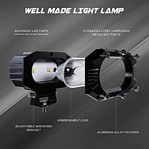 SLARY 2PCS 4 Inch LED Work Lights Flood Single Row White/Amber Flasing Strobe Pods Off Road Driving Fog Lights with Switch Wiring Harness for Truck, 4x4, SUV, ATV