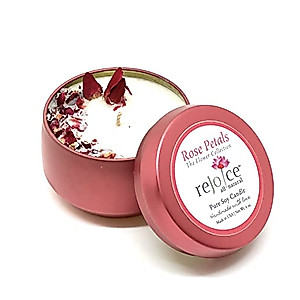 Rejoice Soy Wax Candle| Rose Petal Scented Soy Candles for Aromatherapy, Stress Relief & Gifting| Non-Toxic, Phthalate Free| Ideal for Home, Bedroom & Bathroom Decor | 100% Natural & Vegan| 4 oz