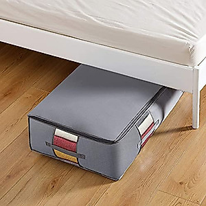 Extra-Large Under Bed Storage Bags Organizer Container[3Pack] Underbed Polyester cloth 210D with Strengthened Handles Large Comforters Foldable Under The Bed Storage Bags Breathable with Clear Window