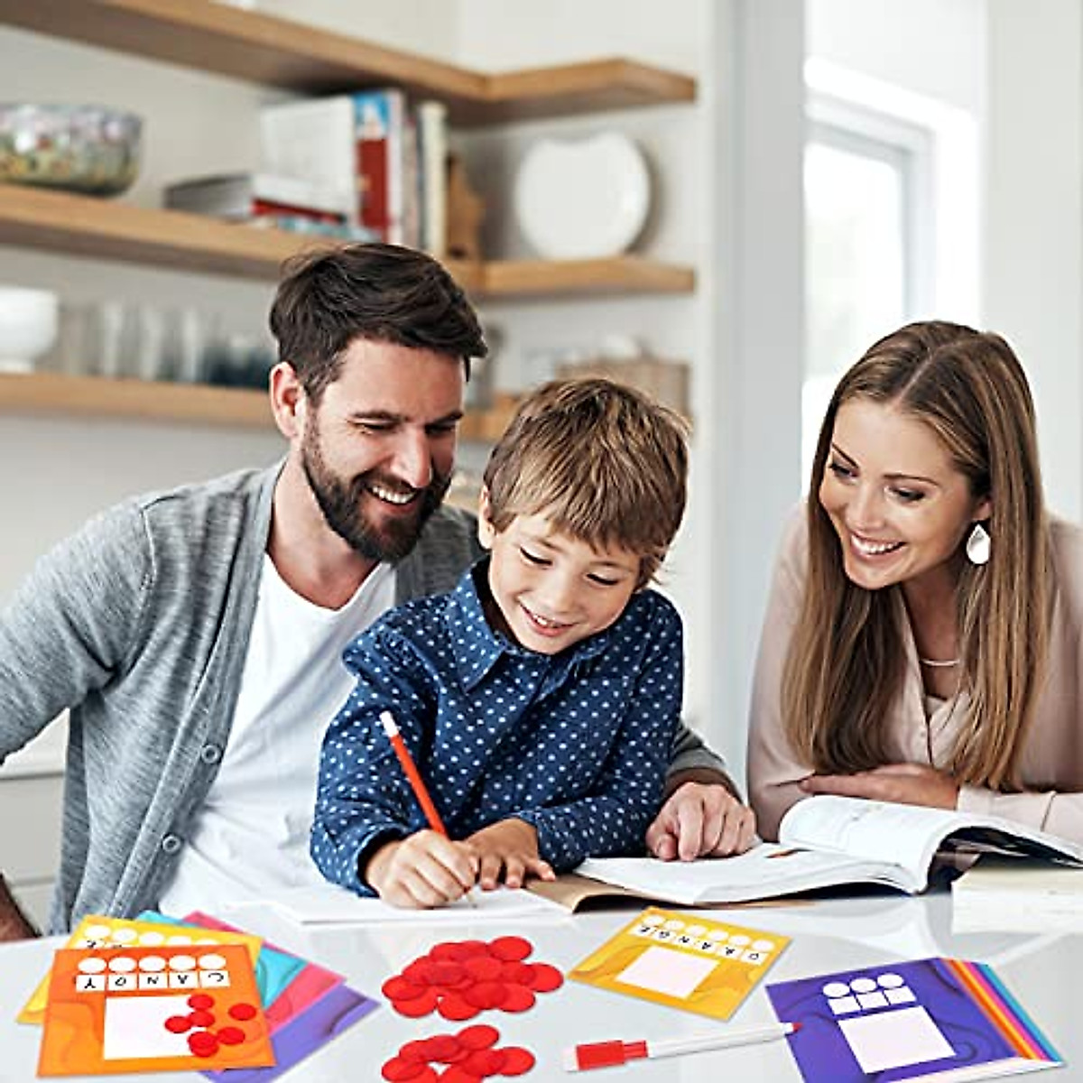 gyepin 152 Pack Phonemic Awareness Supplies Includes 50 Sound Box Mats,100 Pcs Plastic Chips,2 Pcs Markers-Teach Students to Map Sound Patterns Phonics Study Reading for School Office Home (Square)