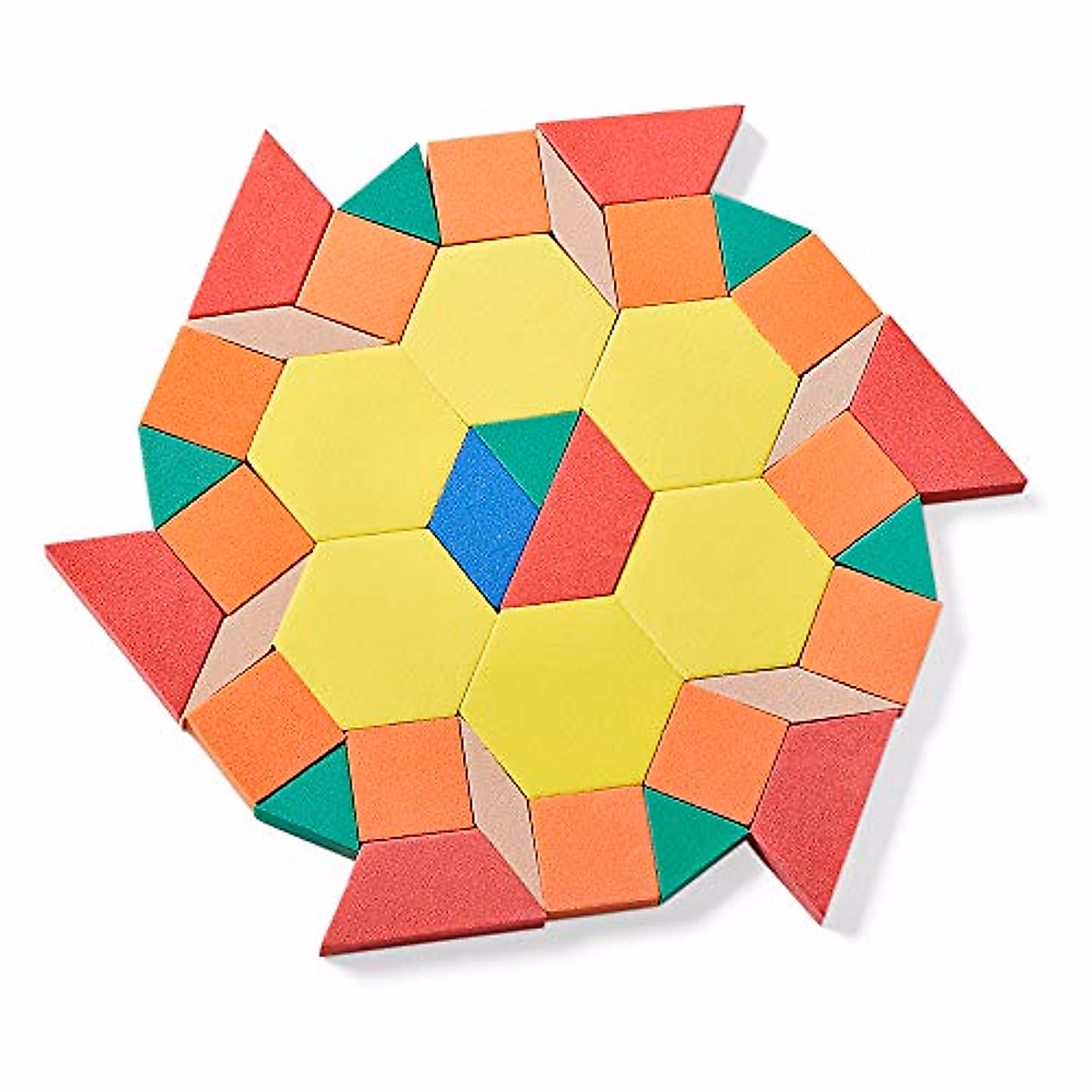 hand2mind Foam Pattern Blocks, Foam Shapes, Geometric Shapes for Kids, Pattern Play, Toddler Pattern Blocks, Shapes for Kindergarten, 3D Shapes Manipulatives, Sorting Math (Set of 250)