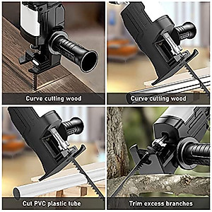 WMLBK Cordless Saw Drill Attachment, Portable Reciprocating Saw Attachment Adapter Jig Saw Attachment with 15pcs Blades for Metal Wood Cutting