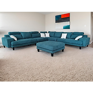 Stendmar L Shape U Shape Reversible Modern Microfiber Fabric Sectional Couch Sofa Set S150D (S150DTB-Teal Blue)