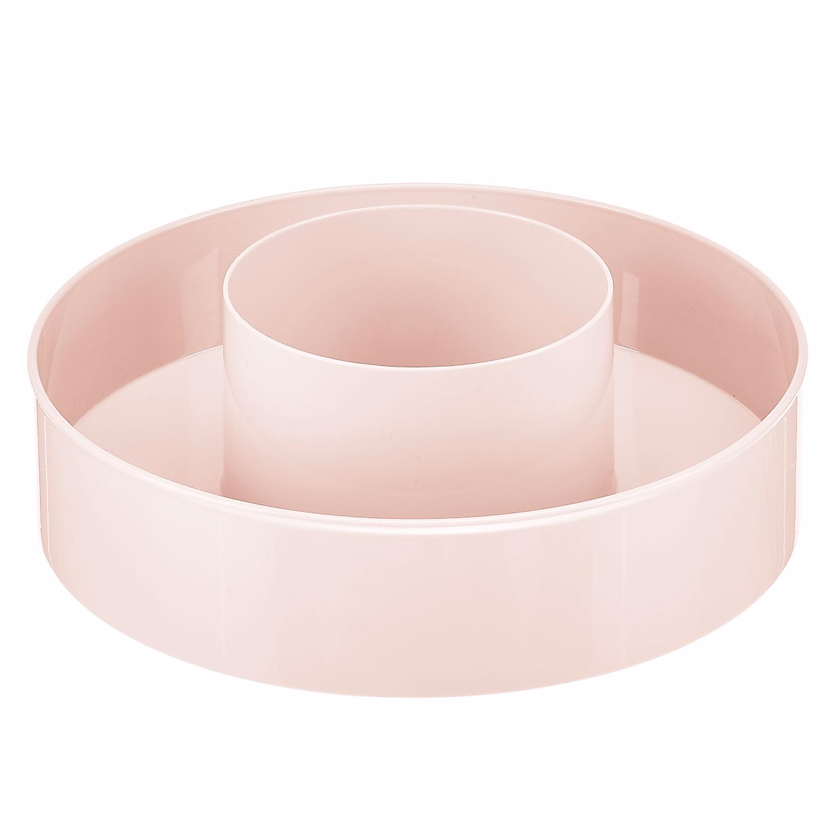 mDesign Plastic Lazy Susan Round Turntable Storage Tray - Rotating Organizer for Makeup, Cosmetics, Nail Polish, Vitamins, Shaving Kits, Hair Spray, Medical Supplies, First Aid - Light Pink/Blush