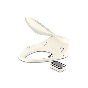KOHLER 4108-96 PureWash E750 Elongated Electric Bidet Toilet Seat with Remote Control, Bidet Warm Water with Dryer for Existing Toilets, Biscuit