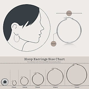 KEZEF 925 Sterling Silver Hoop Earrings For Women, Men | 2mm Thin High Polished Silver Hoop Earrings Hypoallergenic | Lightweight Jewelry Earring 40mm Diameter