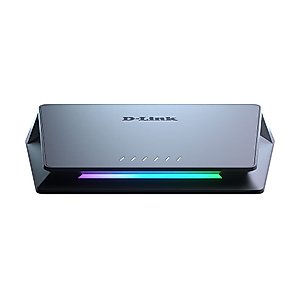 D-Link 6-Port 10Gb & 2.5Gb Unmanaged Gaming Switch with 1 x 10G, 5 x 2.5G - Multi-Gig, Network, Fanless, Plug & Play, Colored Indicator (DMS-106XT)