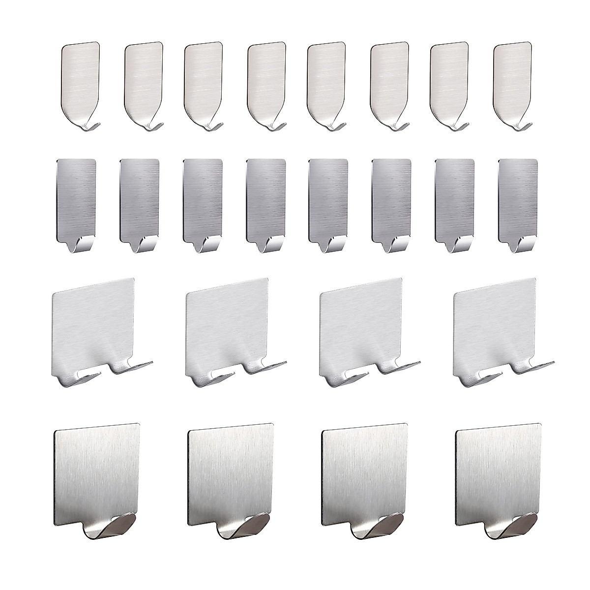 24 Pcs Heavy Duty Adhesive Hooks, Wall Adhesive Hooks, Stainless Steel Hooks for Home, Bathroom, Kitchen, Office, Living Room