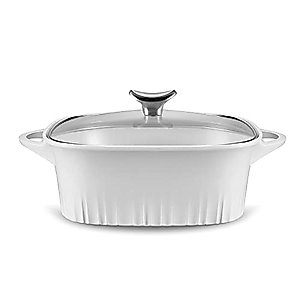 CorningWare, Non-Stick 3.2 Quart QuickHeat Roaster with Lid, Lightweight Roaster, Ceramic Non-Stick Interior Coating for Even Heat Cooking, French White