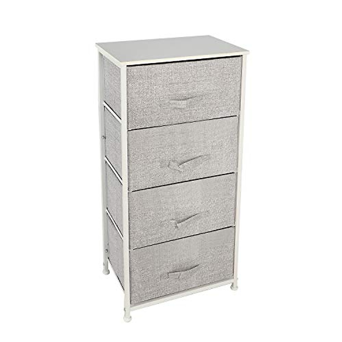 4-Drawer Storage Organizer Unit Dresser Storage Tower with Metal Frame for Clothing, Sweaters, Jeans, Blankets - White