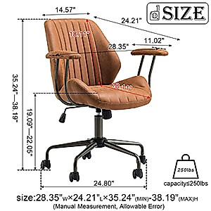 ovios Home Office Desk Chairs Ergonomic Office Chair Modern Computer Desk Chair Suede Fabric Desk Chair for Executive Home Office (Light Brown)