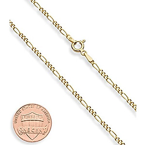 Miabella Solid 18K Gold Over Sterling Silver Italian 2.3mm Diamond-Cut Figaro Link Chain Necklace for Women Men, 925 Made in Italy (Length 18 Inch (Small))