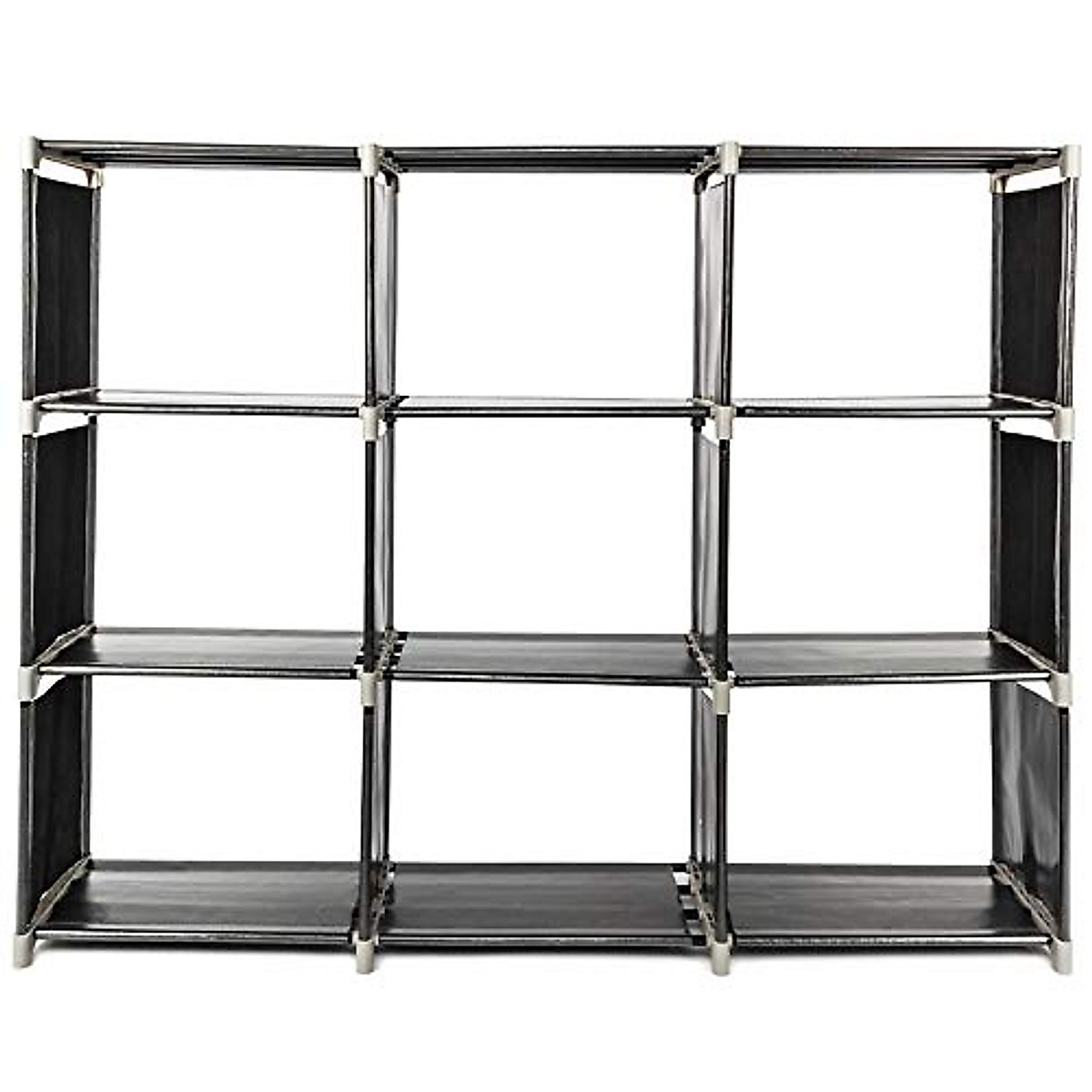 Realremhai Storage Shelf Black Assembled 3 Tiers 9 Compartments