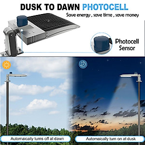 LEDMyplace 300W/240W/200W Adjustable LED Parking Lot Lights with Photocell Dusk to Down Shoebox Lighting 5700K, 39900LM, 120-277V Outdoor Security Commercial Pole Lights for Stadium, Roadways, Street