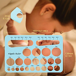 bliblo Nipples Sizer,Silicone Nipple Ruler of Flange Size,Breast Flange Measuring Breast Pump Sizing Tool,Breast Pump Sizing Tool,Nipple Ruler for Flange Sizing (Blue)