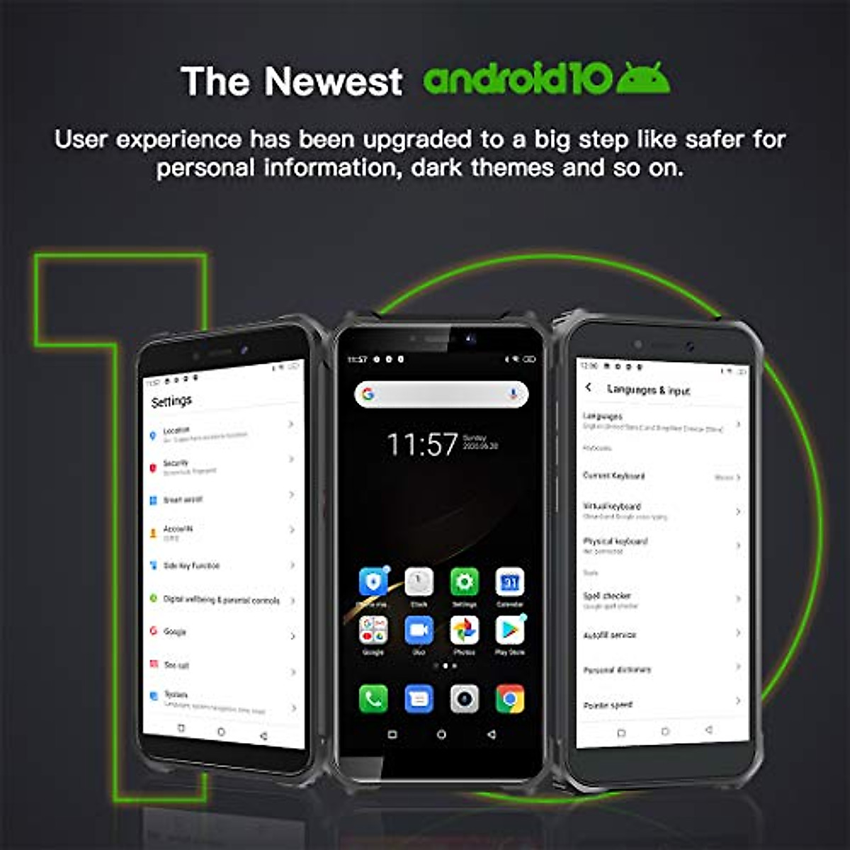 Rugged Cell Phone Unlocked OUKITEL WP5 Pro, 8000mAh Battery, 4GB+64GB ROM, Android 10 Rugged Smartphone, 5.5 Inch IP68 Waterproof Shockproof Phone with 4 LED Flashlights, Triple Camera, Dual SIM 4G