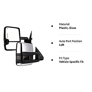 Perfit Zone Towing Mirrors Power Heat for 1999 2000 2001 2002 Silverado Sierra Pickup w/Backup Light,On Back Side Smoke Signal Light Chrome Cover.LED Signal Light Side Mirrors