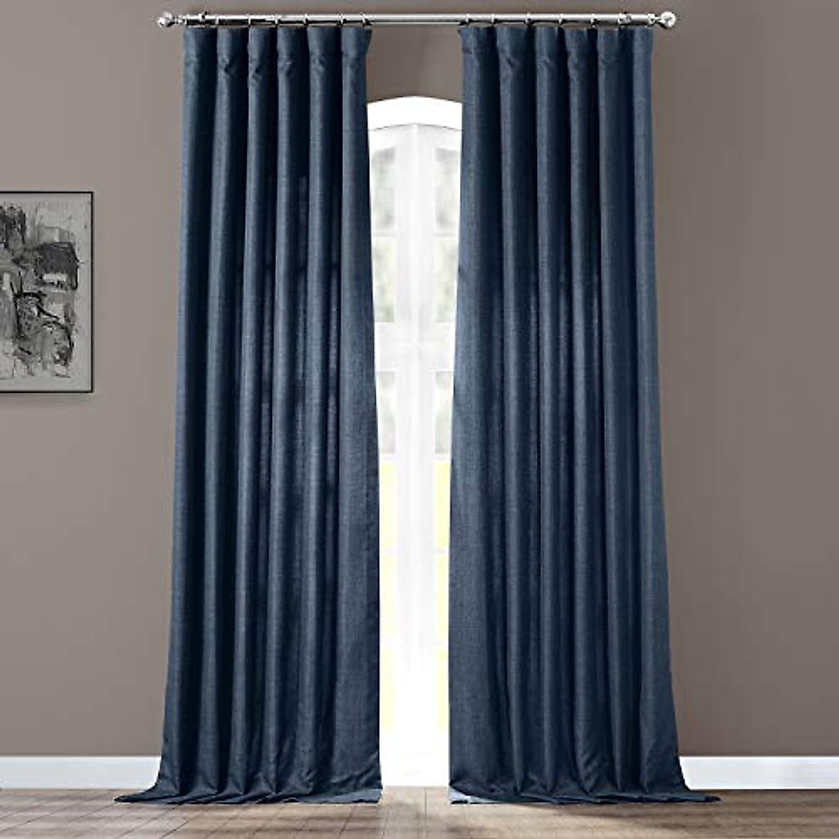 HPD Half Price Drapes Italian Faux Linen Curtains for Bedroom 50 X 108 (1 Panel), FLCH-FM20103-108, Sergeants Blue