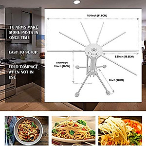 Bugucat Pasta Drying Rack Noodle Stand with 10 Bar Handles Collapsible,Spaghetti Drying Rack,Spaghetti Household Noodle Dryer for Homemade Fresh Spaghetti, Easy Storage and Quickly Set Up