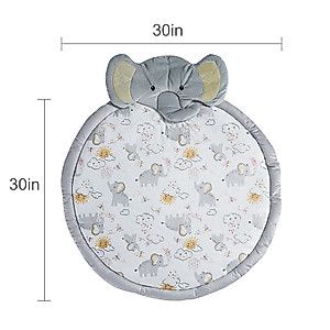WTdianpu Thick Baby Play Tummy Time Mat Plush Stuffed Animal Infant Crawling Nap Activity Travel Mat for Newborn Girl Boy Toddler - Nursery Gift, 30''x30'', Elephant(2) (421PB0072N-1)