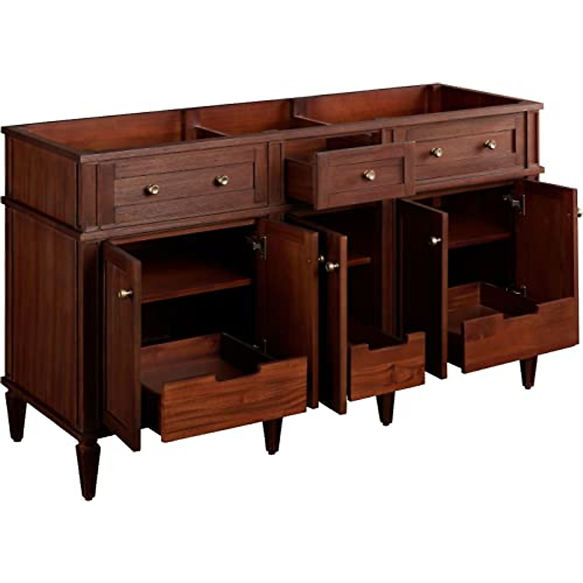 Signature Hardware 953347-60-UM-8 Elmdale 60" Free Standing Double Vanity Set with Mahogany Cabinet, Vanity Top, and Oval Undermount Vitreous China Sink - 8" Faucet Holes