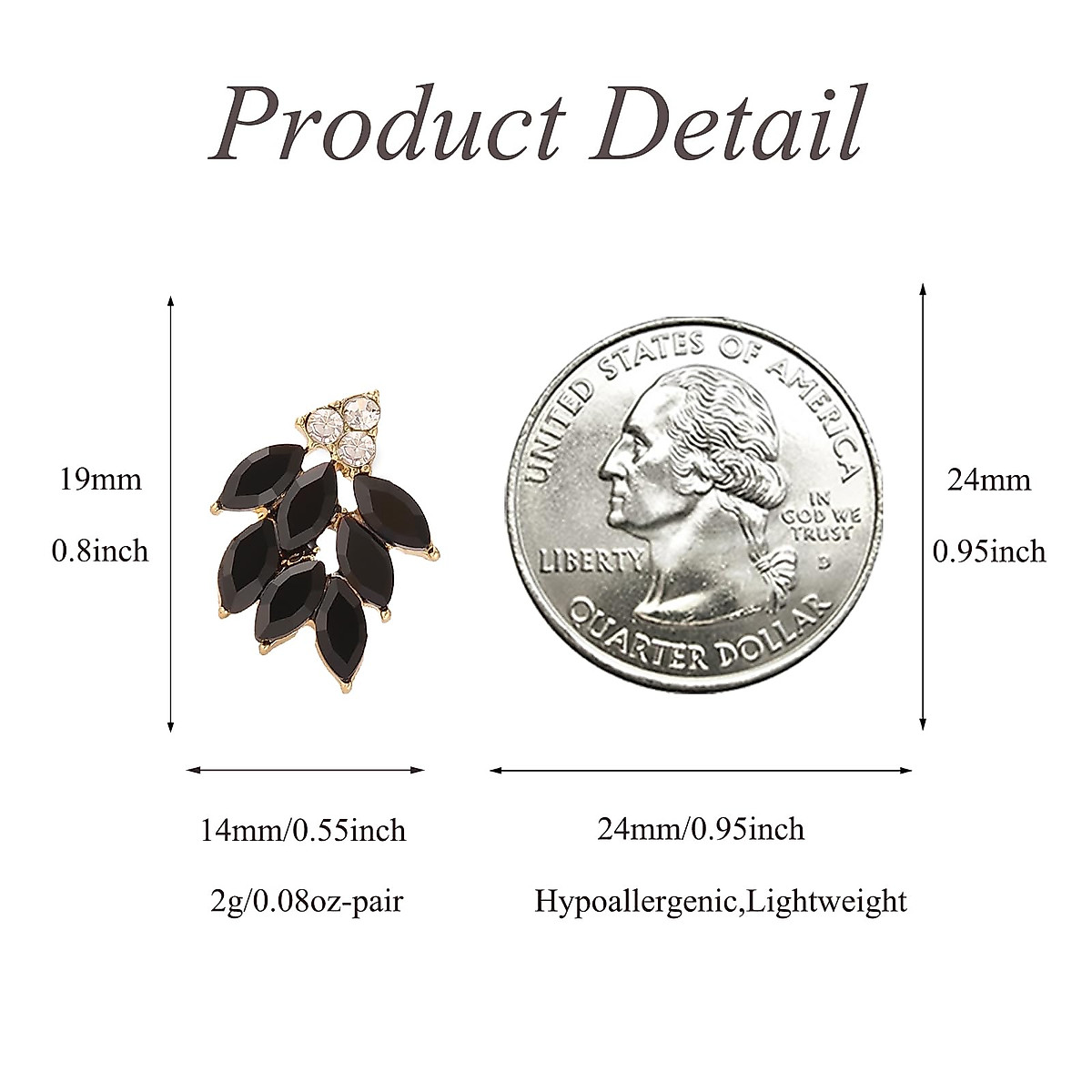 Black Rhinestone Stud Earrings for Women Small Dainty Crystal Cluster Drop Earrings for Girls Cute Costume Jewelry for Bridal Wedding Party Gift