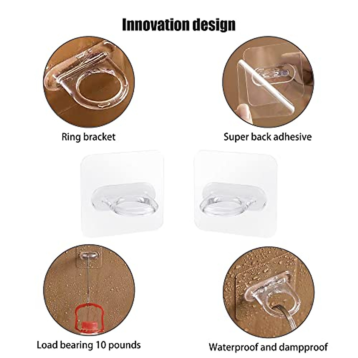 Adhesive Shower Gel Bottle Rack,Shampoo Dispenser Holder,Bath Lotion Hook,Liquid Soap Hanger,Multipurpose Bathroom Toilet Kitchen Wall Mounted Stand Device,No Drilling,Strong Bearing,Transparent(6pcs)